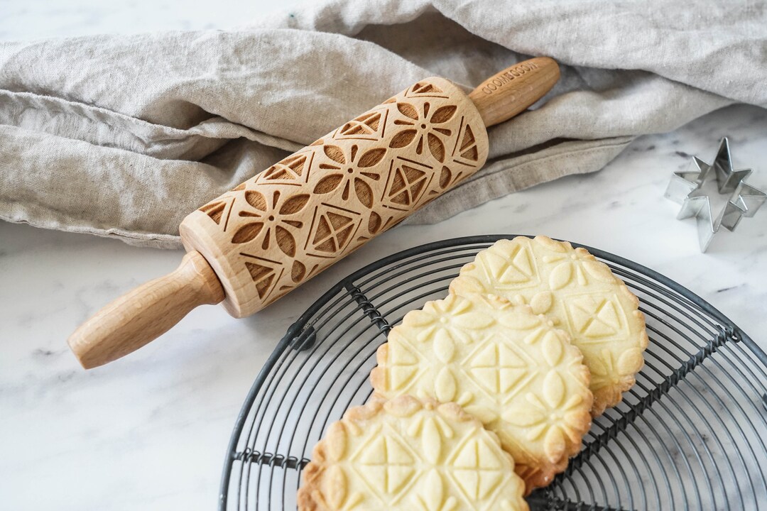 Floral Embossing Rolling Pin: Mini Cookie Biscuit Roller - Etsy