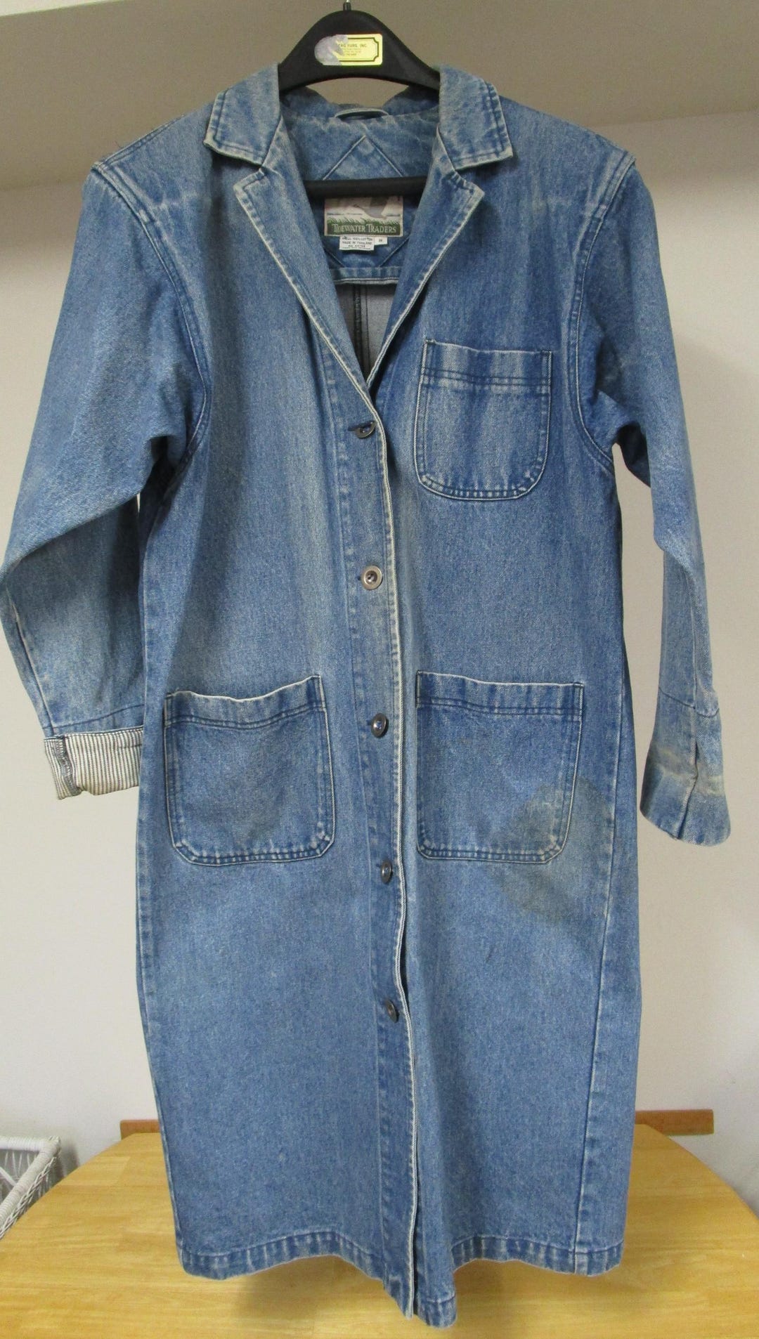 Tidewater Traders Blue Denim Metal Button Duster Coat - Etsy