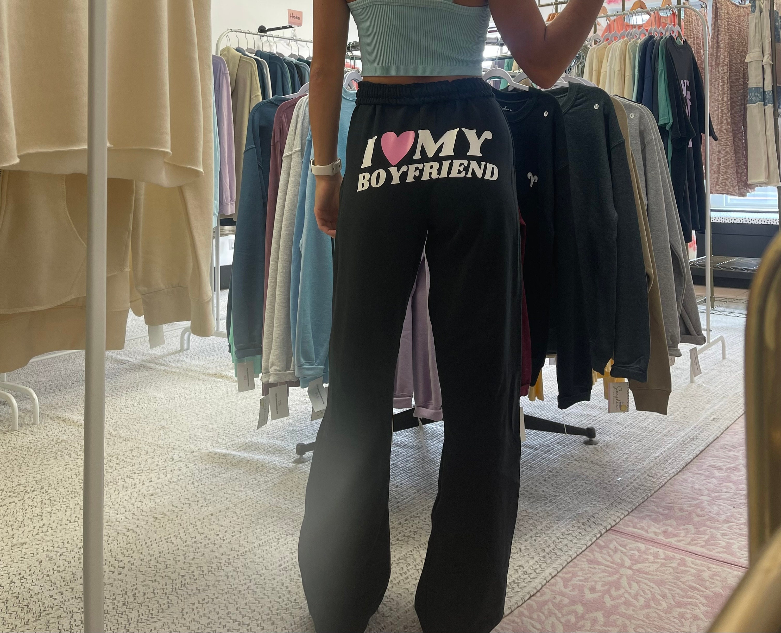 I Love My Boyfriend Sweatpants, I Heart My BF Sweats, Trendy Sweats ...