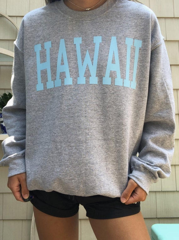 Grey & Blue HAWAII Crewneck Sweatshirt Customizable - Etsy