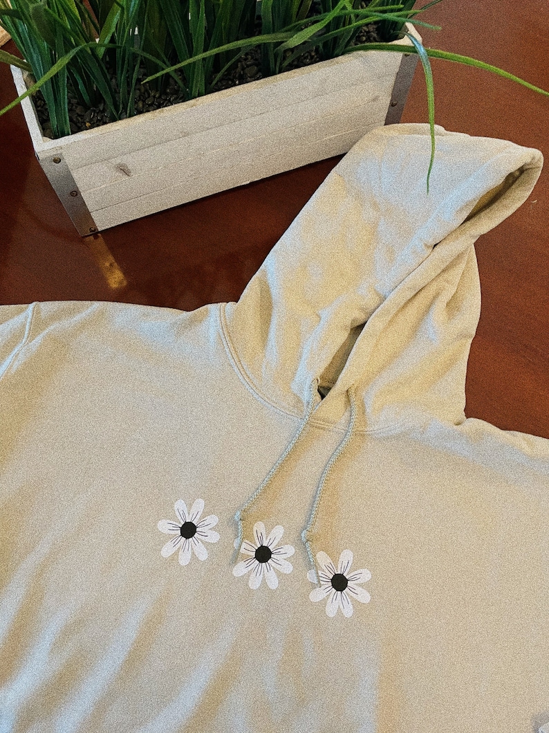 Sand Daisy Hoodie Black & White Floral Sweatshirt - Etsy