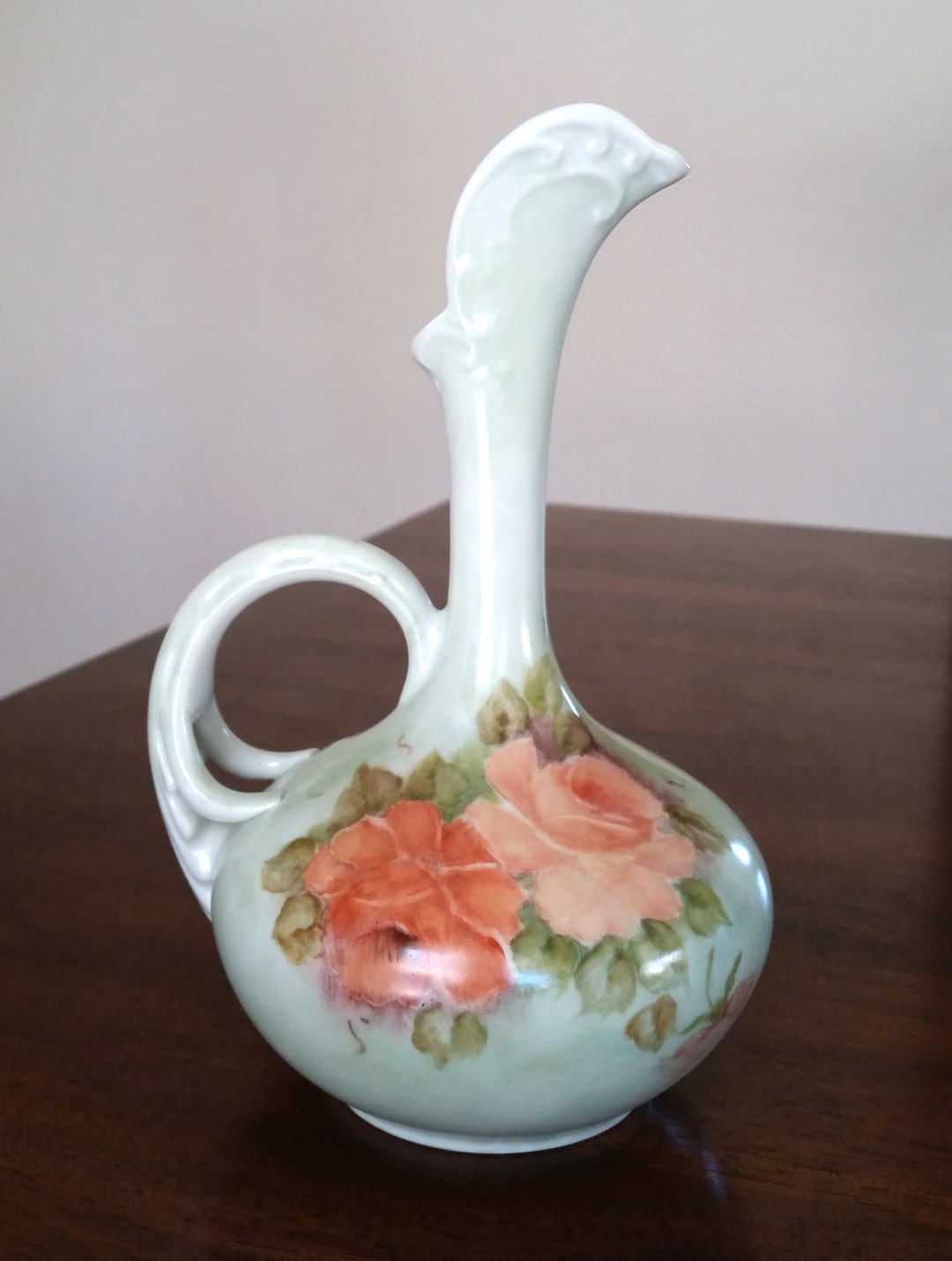Vintage Hand Painted Bud Vase Oil Dispenser With Handle Floral - Etsy