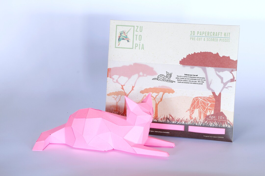 DIY Papercraft Cat Sculpture Pre cut and scored papercraft - Etsy Portugal