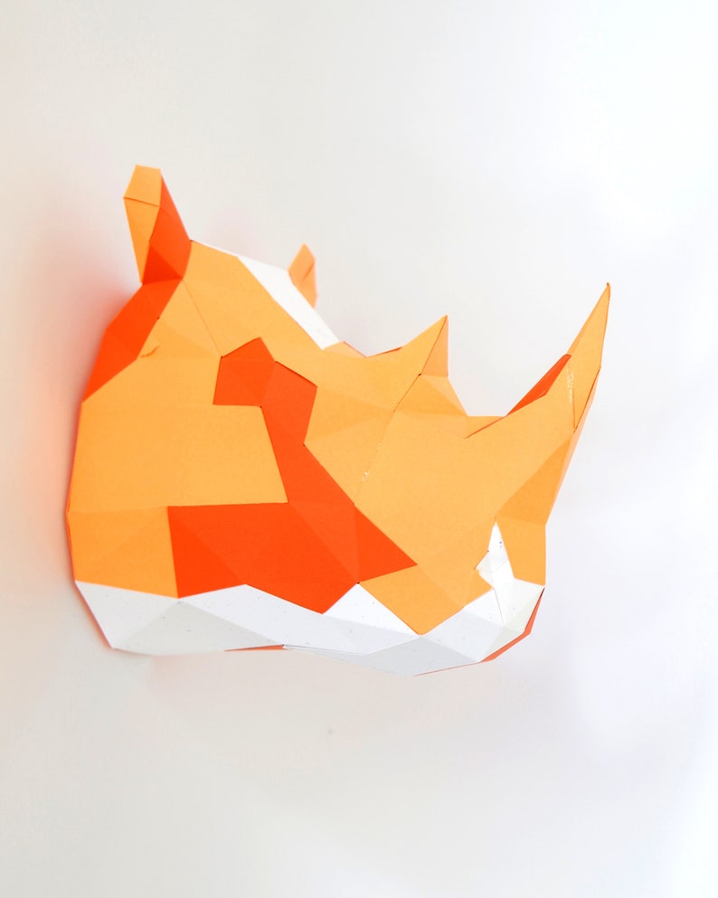 DIY Papercraft Rhino Sculpture pre-cut Papercraft Kit - Etsy