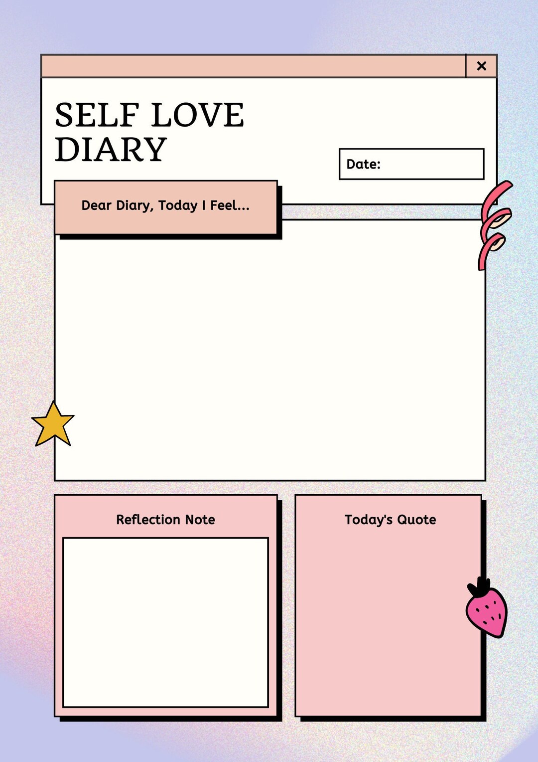 Printable Self Love Journal Page - Etsy