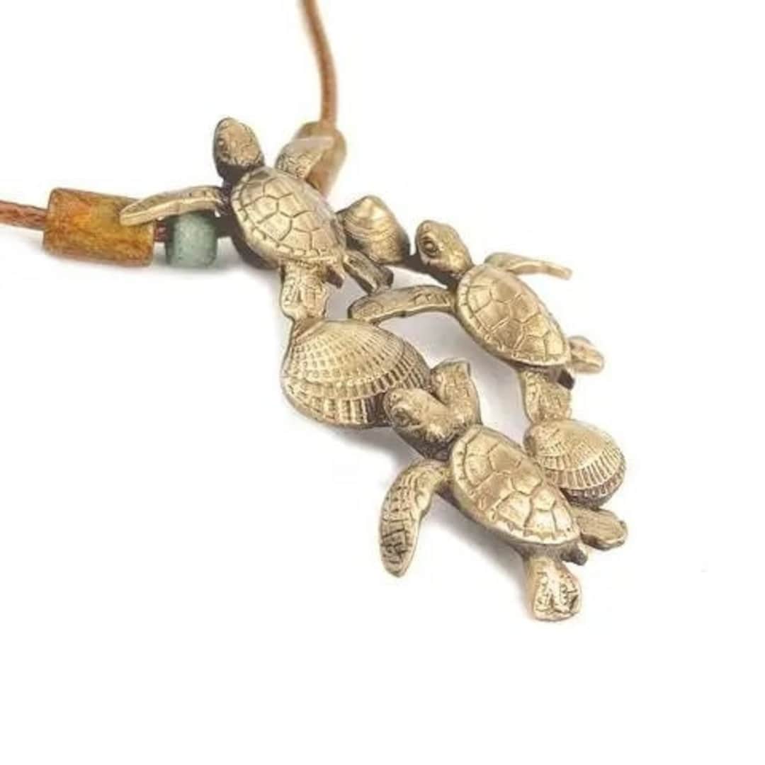 Hatchling Sea Turtle Necklace Antique Bronze Sea Turtle Pendant W/beads ...