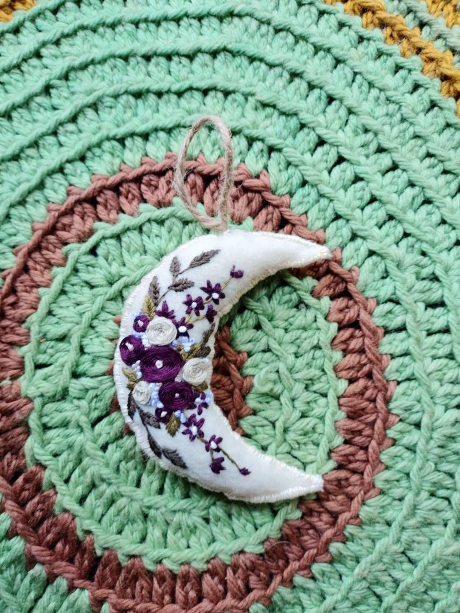 Hand Embroidered Floral Crescent Moons - Etsy