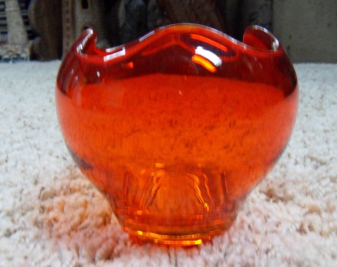 MCM Viking Art Glass Epic Persimmon Rose Bowl Vase - Etsy