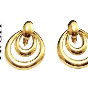 Avon Double Ring Hoops Clip on Earrings Gold Tone Vintage 1996 - Etsy