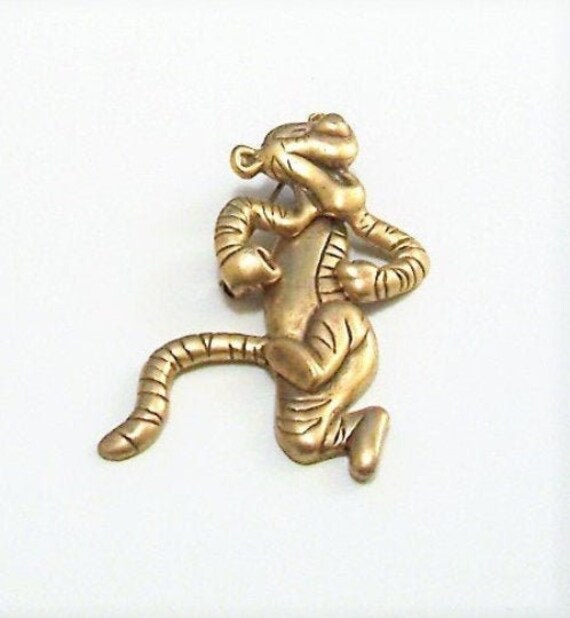 Tigger Tiger Disney Pin Brooch Gold Tone Vintage Long Striped | Etsy