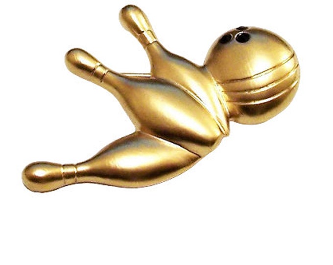 Avon Bowling Ball Pins Pin Brooch Gold Tone Vintage Satin Matte Round ...