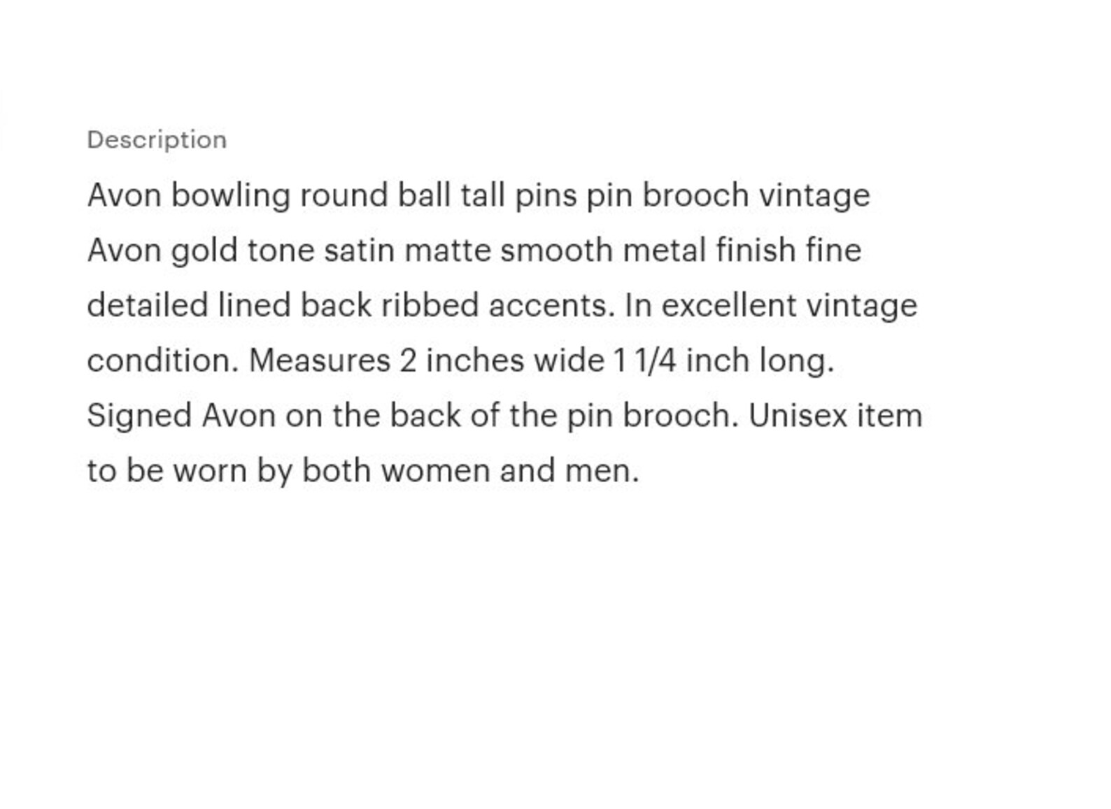 Avon Bowling Ball Pins Pin Brooch Gold Tone Vintage Satin - Etsy