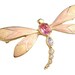 Avon Pink Crystal Dragonfly Bug KJL Pin Brooch Gold Vintage 1990 Orange ...