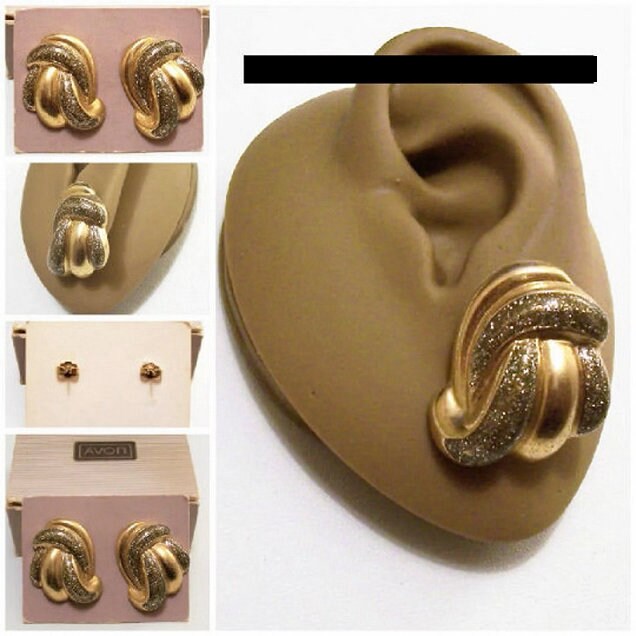 Avon Glitter Swirl Tubes Pierced Stud Earrings Gold Silver - Etsy