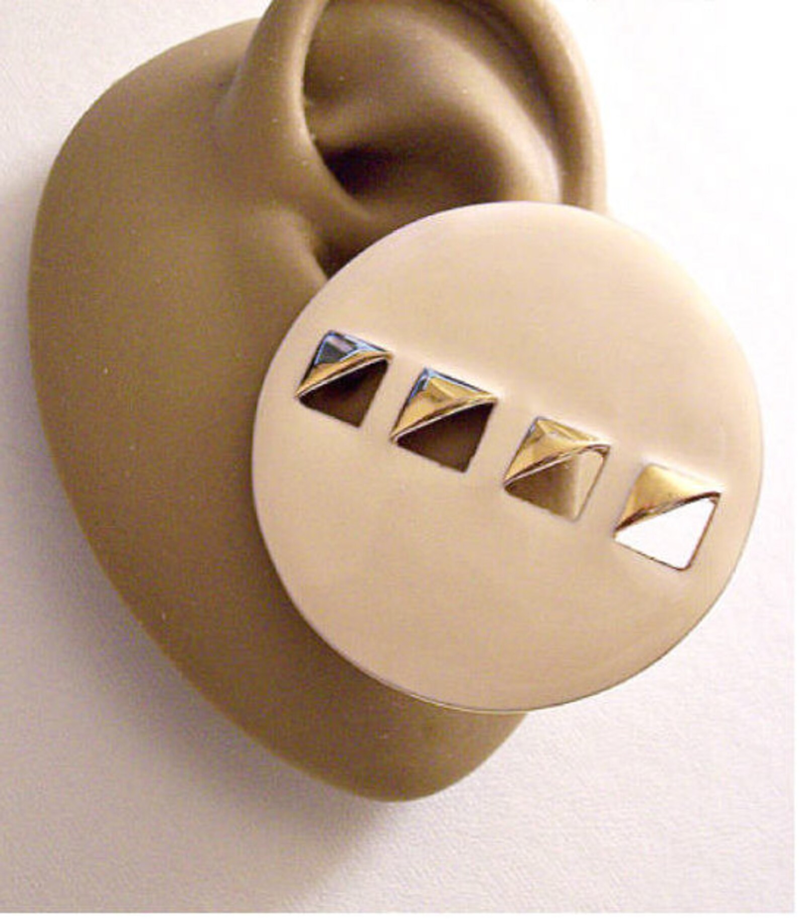 Monet Beige Slotted Big Buttons Clip on Earrings Gold Tone | Etsy