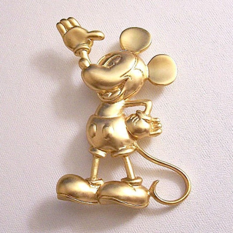 Mickey Mouse Disney Pin Brooch Gold Tone Vintage Napier Boxed Etsy