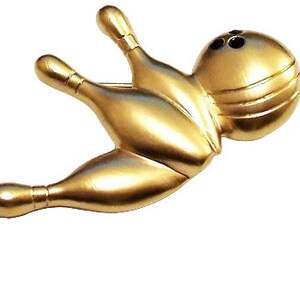 Avon Bowling Ball Pins Pin Brooch Gold Tone Vintage Satin Matte Round ...
