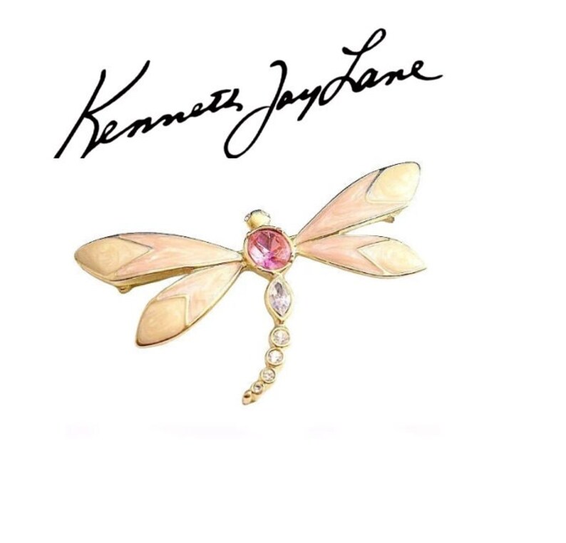 Avon Pink Crystal Dragonfly Bug KJL Pin Brooch Gold Vintage - Etsy