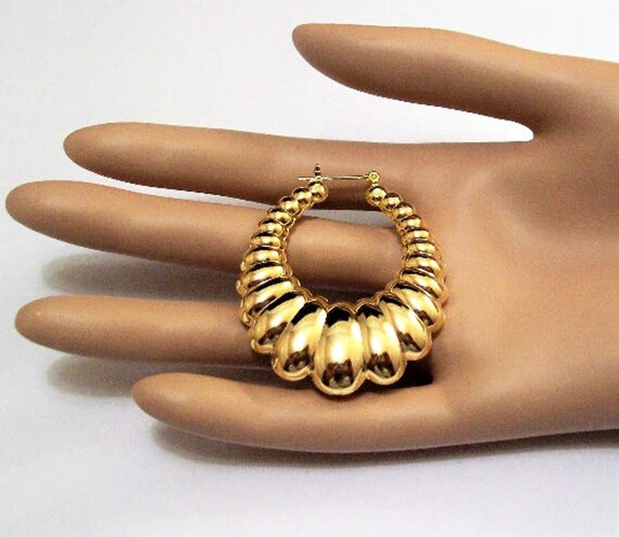 Monet Extra Large Shrimp Graduated Hoops Pierced Earr… - Gem