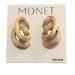 Monet Loop De Loop Pierced Earrings Gold Tone Vintage Textured Circles Long Open Strand Dangles ...