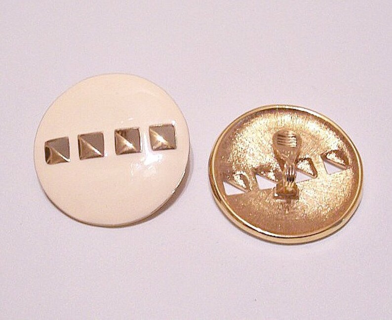 Monet Beige Slotted Big Buttons Clip on Earrings Gold Tone - Etsy