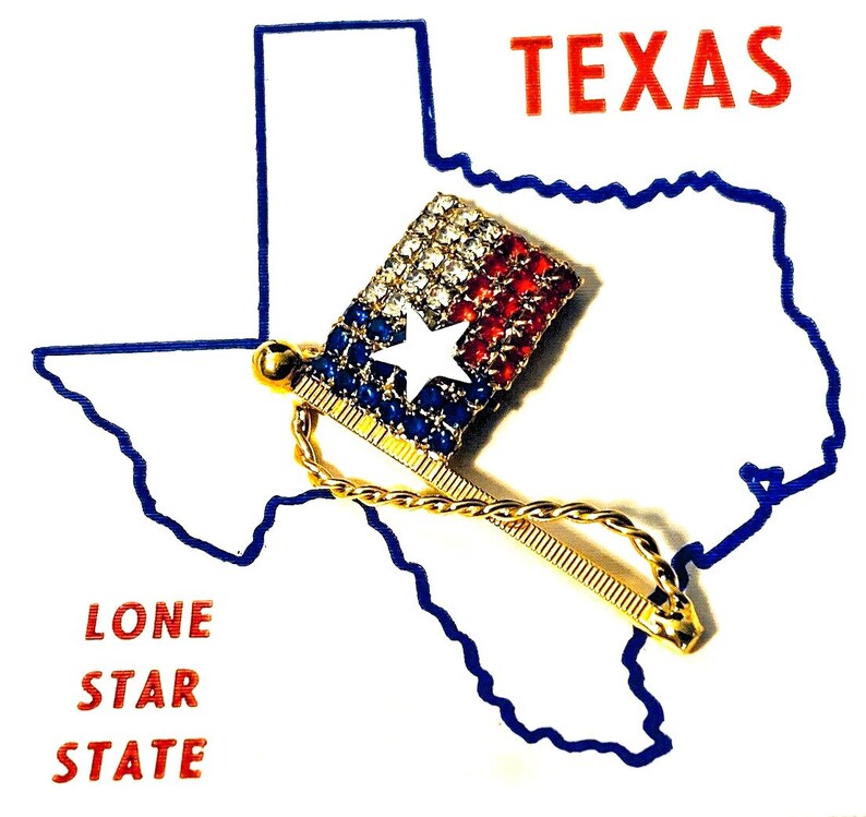 USA Texas State Flag Pin Brooch Gold Tone Pole Vintage White Lone Star ...