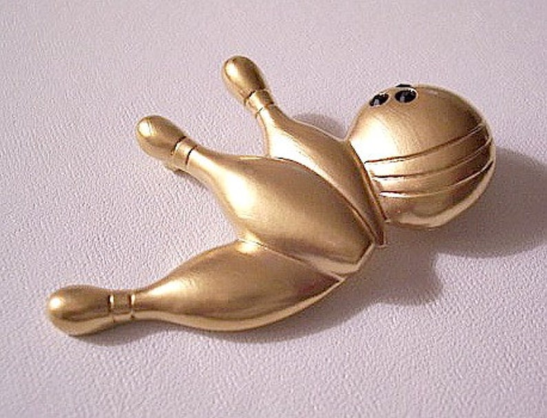 Avon Bowling Ball Pins Pin Brooch Gold Tone Vintage Satin | Etsy