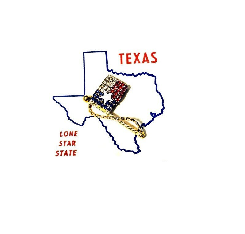 USA Texas State Flag Pin Brooch Gold Tone Pole Vintage White Lone Star ...