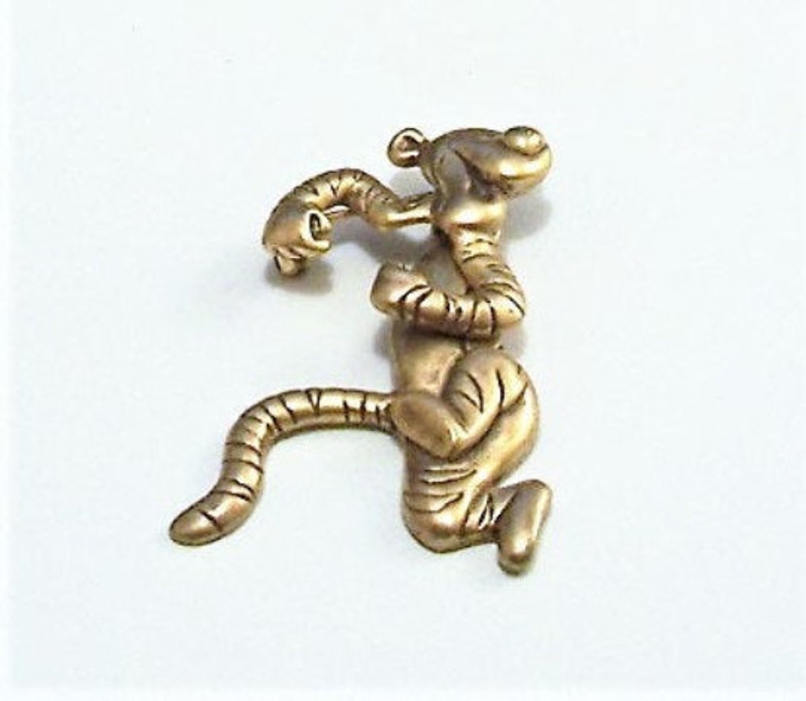 Tigger Tiger Disney Pin Brooch Gold Tone Vintage Long Striped - Etsy
