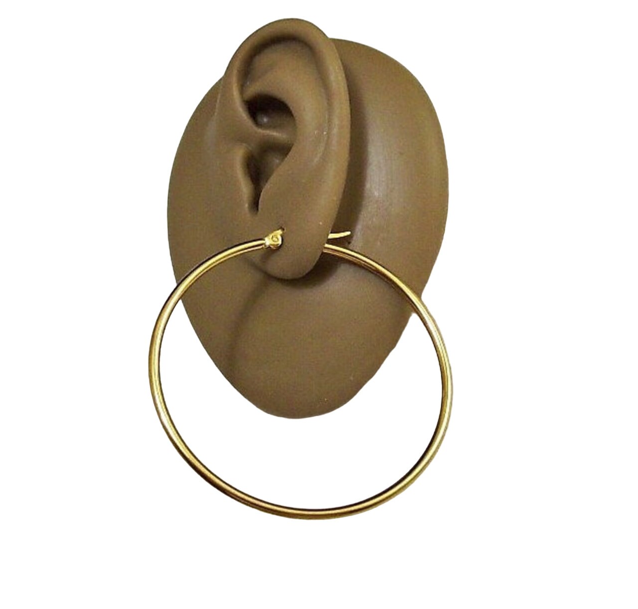 Big Thin 2 Inch Hoop Pierced Post Stud Earrings Gold Tone - Etsy