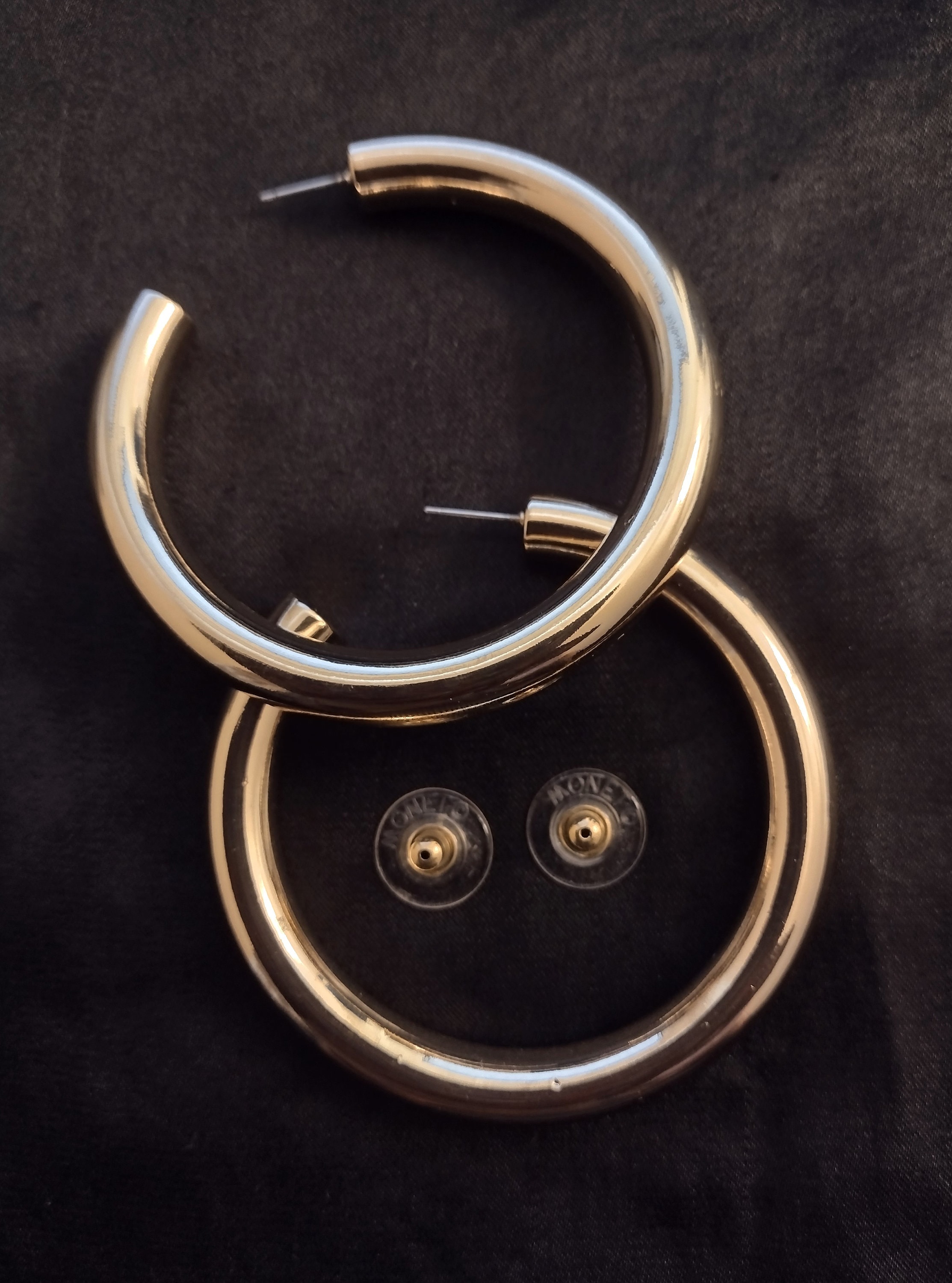 2 1/2" Monet Jumbo Hoop Pierced Post Earrings Gold Tone 64mm ...
