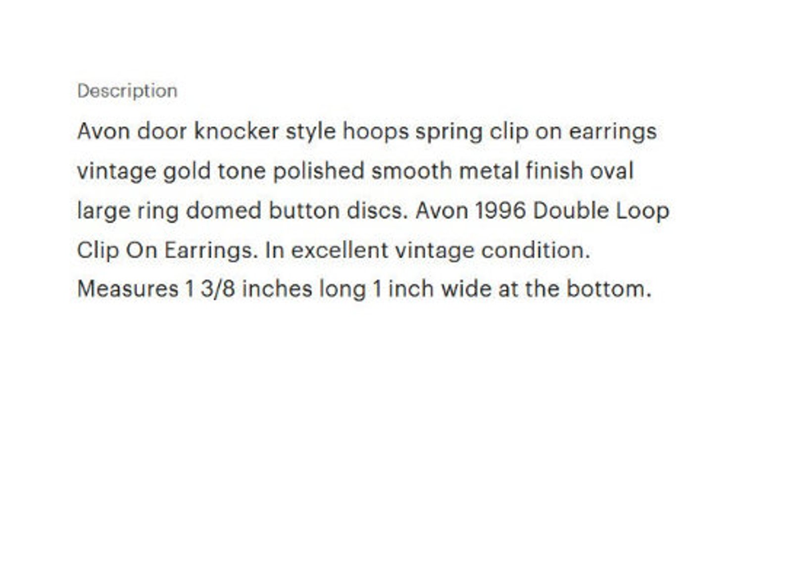 Avon Double Ring Hoops Clip on Earrings Gold Tone Vintage 1996 - Etsy