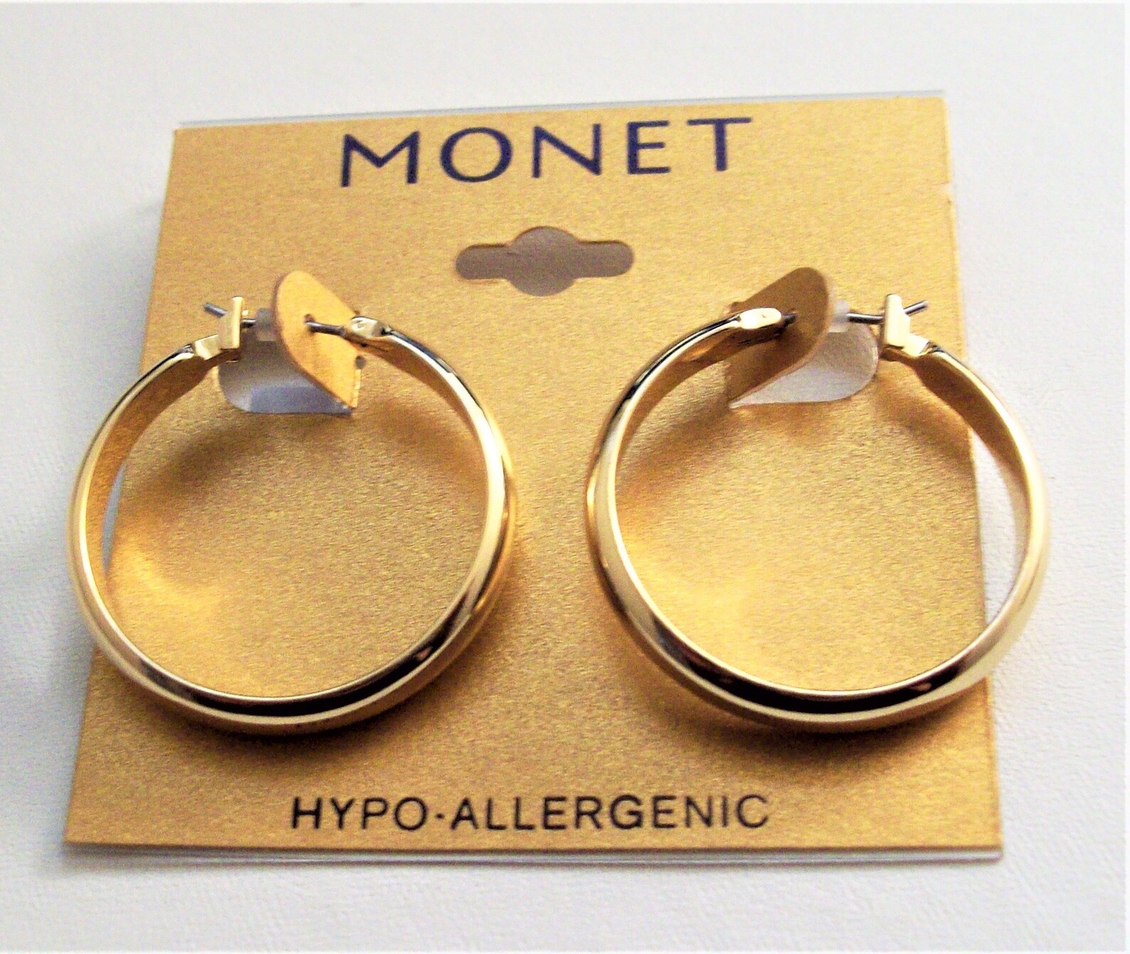 Monet Wide Band Hoop Pierced Stud Earrings Gold Tone Vintage - Etsy