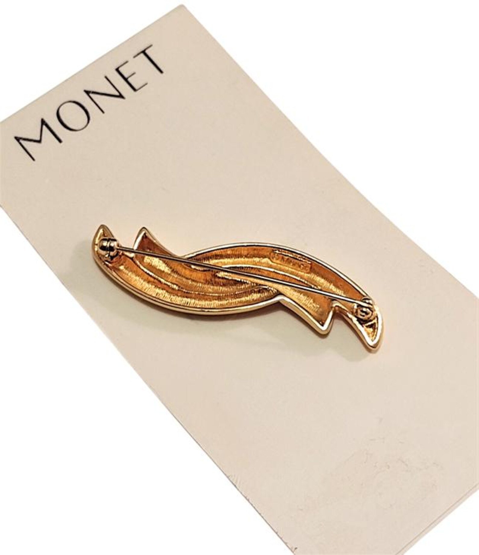 Monet Wrapped Weaved Bands Pin Brooch Gold Tone Vintage Curved Wide ...