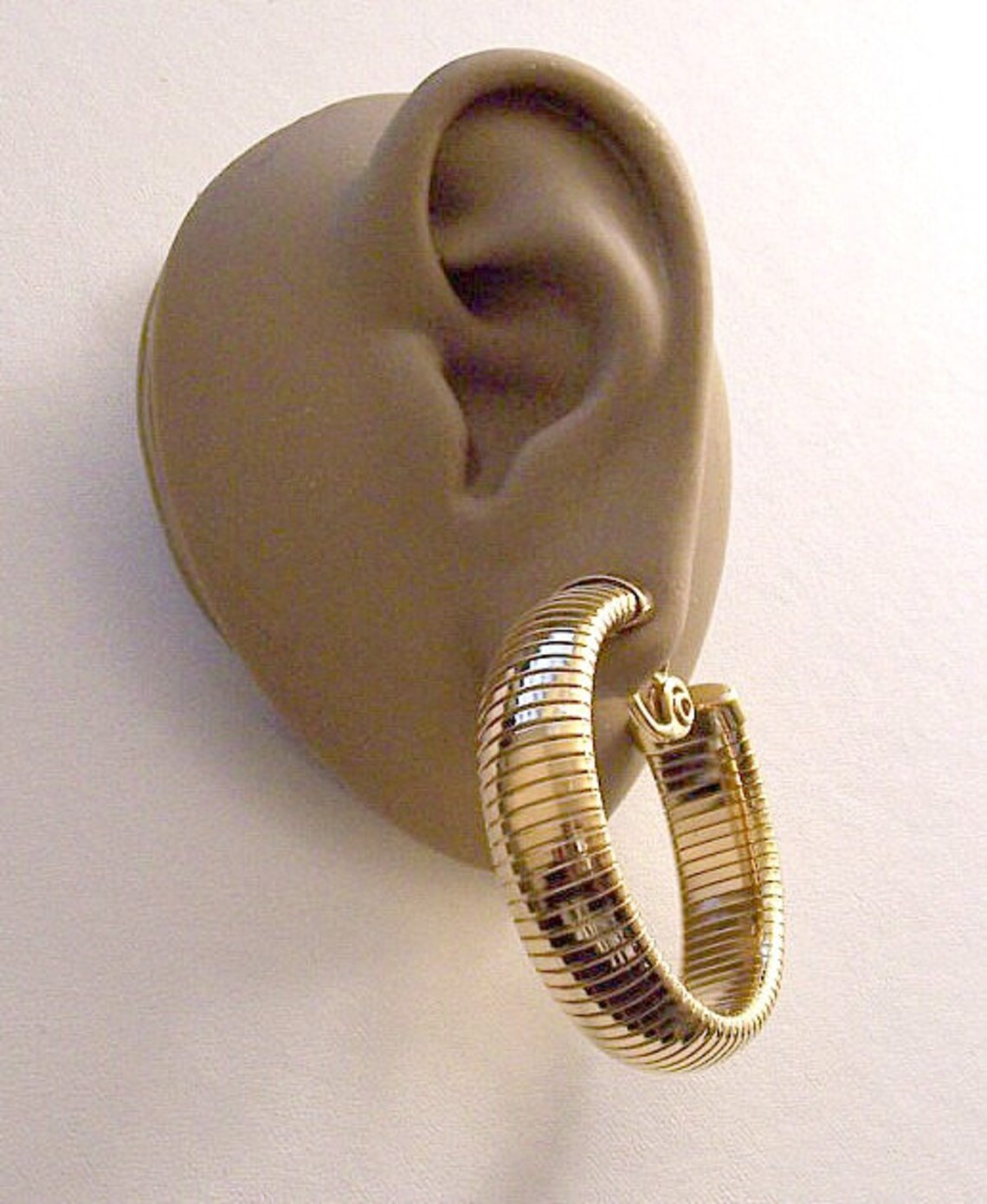 Monet Omega Ribbed Hoops Clip on Earrings Gold Tone Vintage | Etsy