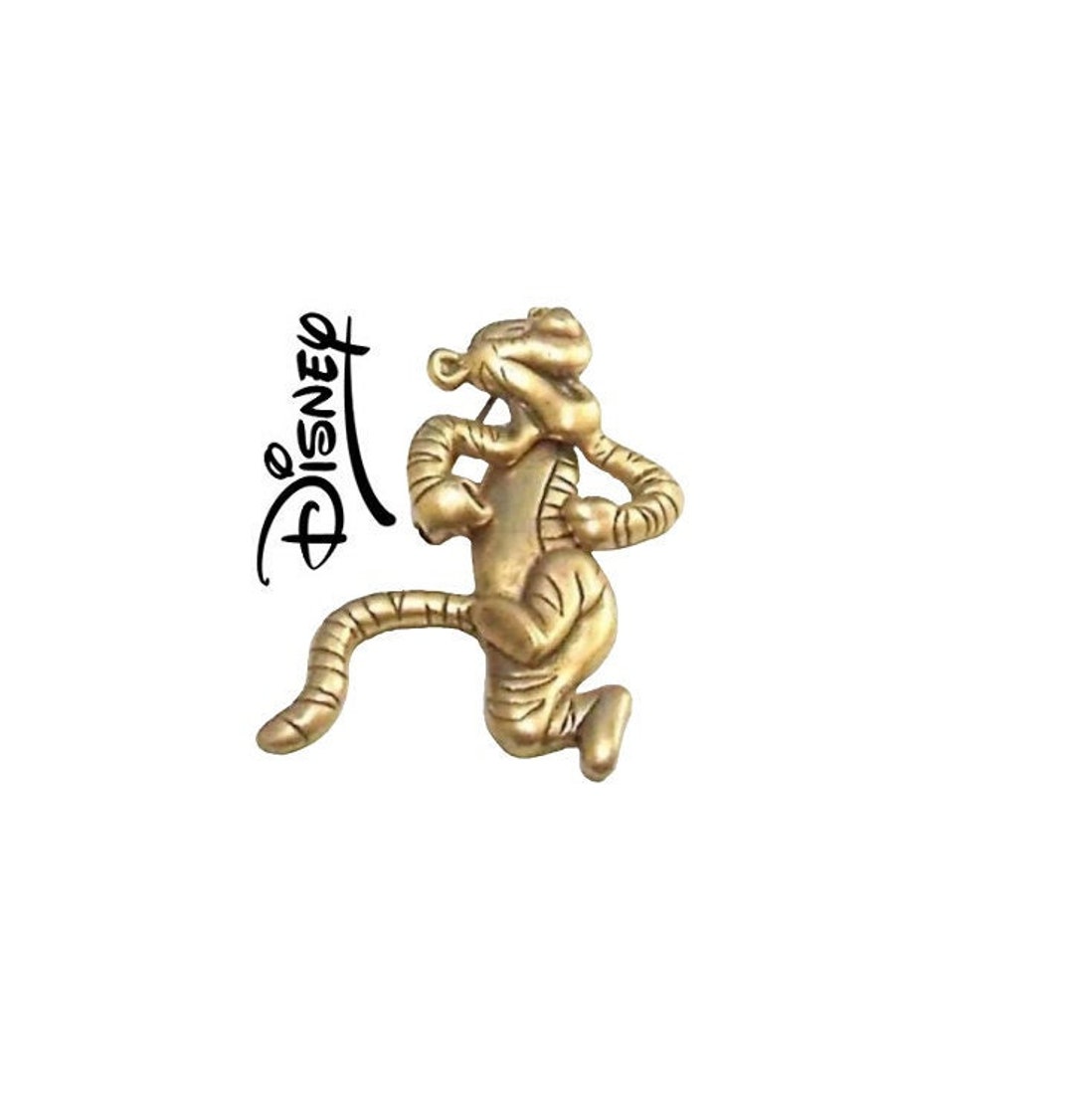 Tigger Tiger Disney Pin Brooch Gold Tone Vintage Long Striped Dancing ...