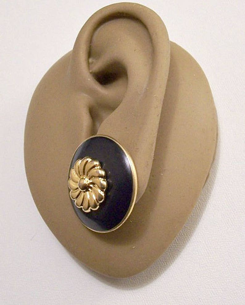 Monet Blue Flower Disc Pierced Earrings Gold Tone Vintage | Etsy