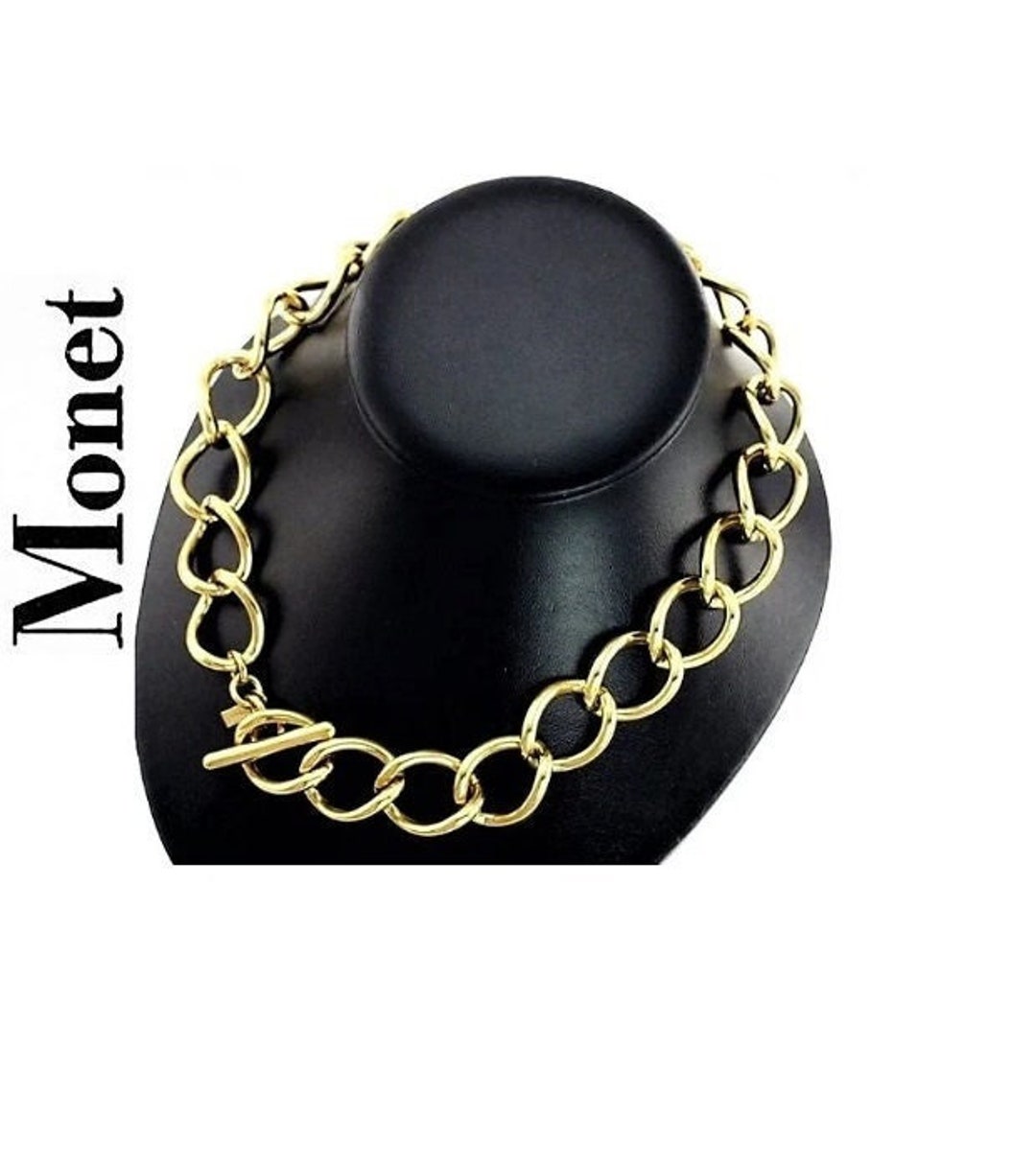 Monet Toggle Bar Necklace Choker Gold or Silver Plated Vintage - Etsy