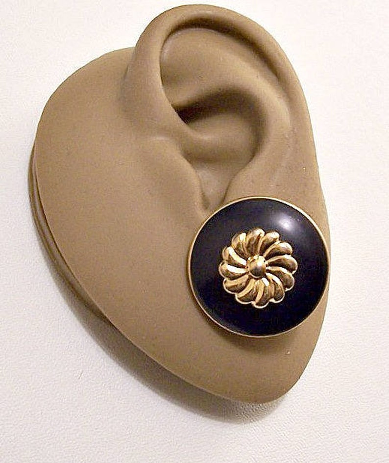 Monet Blue Flower Disc Pierced Earrings Gold Tone Vintage | Etsy