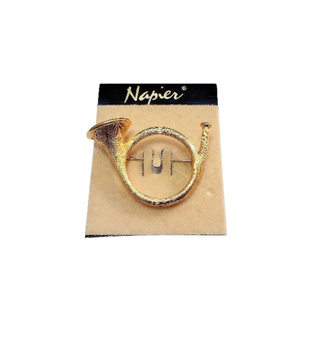 Napier French Horn Musical Instrument Pin Brooch Gold Tone Vintage ...