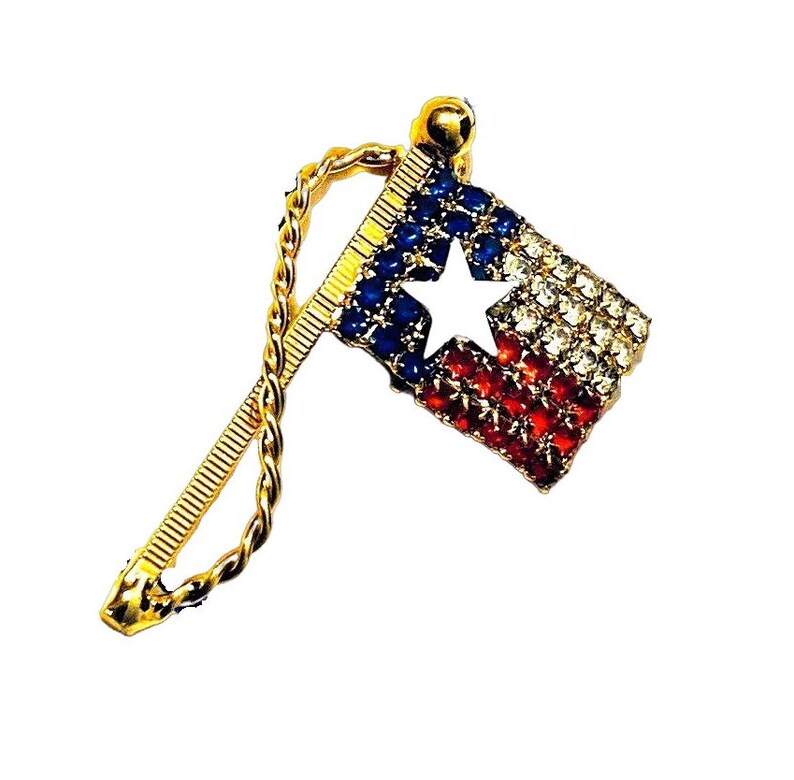 USA Texas State Flag Pin Brooch Gold Tone Pole Vintage White Lone Star ...