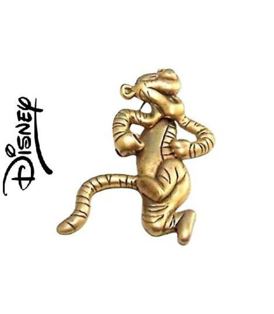 Tigger Tiger Disney Pin Brooch Gold Tone Vintage Long Striped - Etsy
