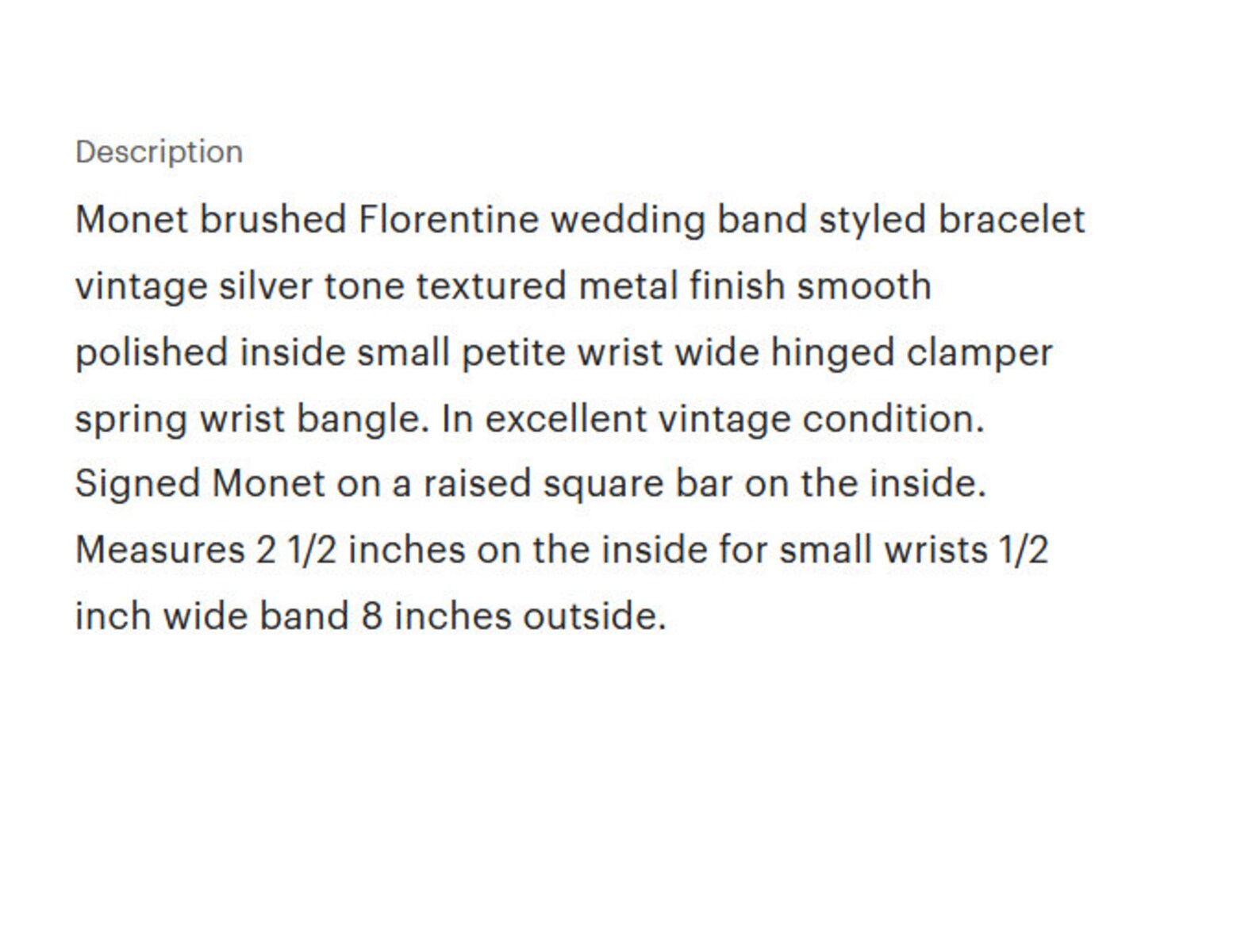 Monet Brushed Wedding Band Bracelet Silver Tone Vintage Hinged - Etsy