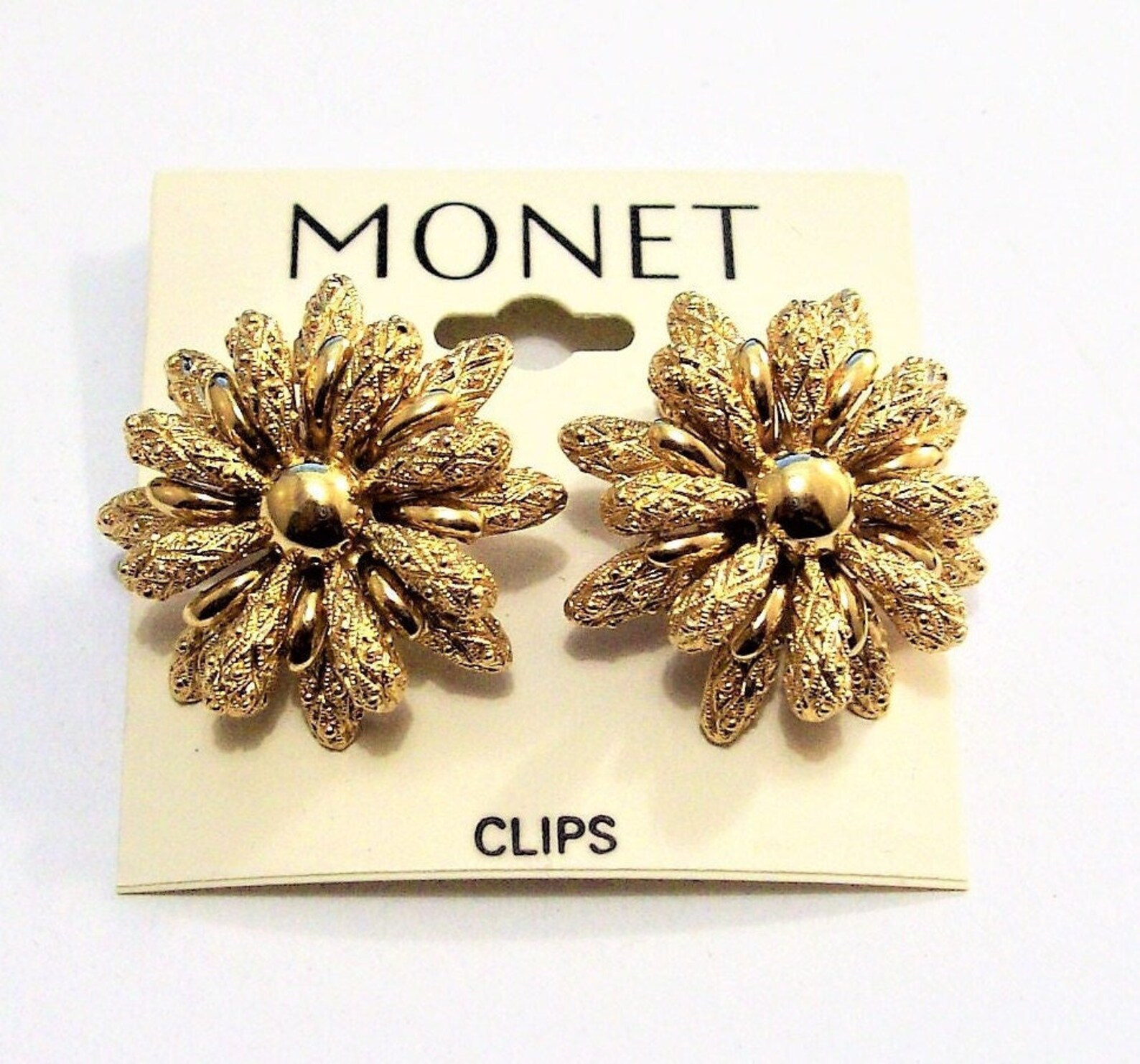 Monet Flower Prong Clip on Earrings Gold Tone Vintage Multiple - Etsy