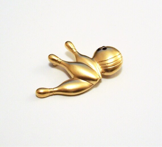 Avon Bowling Ball Pins Pin Brooch Gold Tone Vintage Satin | Etsy