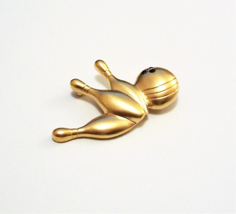 Avon Bowling Ball Pins Pin Brooch Gold Tone Vintage Satin | Etsy