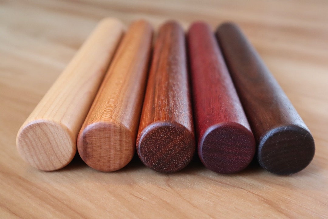 1" X 9" Straight Wood Rolling Pin - Maple, Cherry, Jatoba, Padauk ...