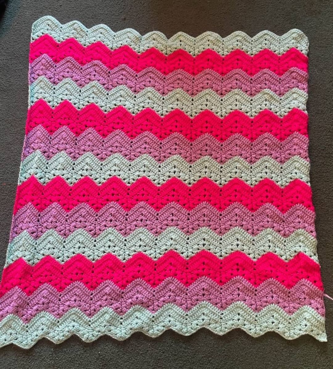 Hand Crocheted Tri Color Baby Blanket - Etsy