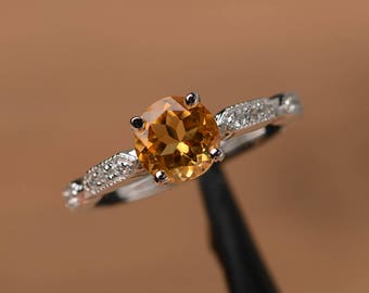 Yellow stone ring | Etsy