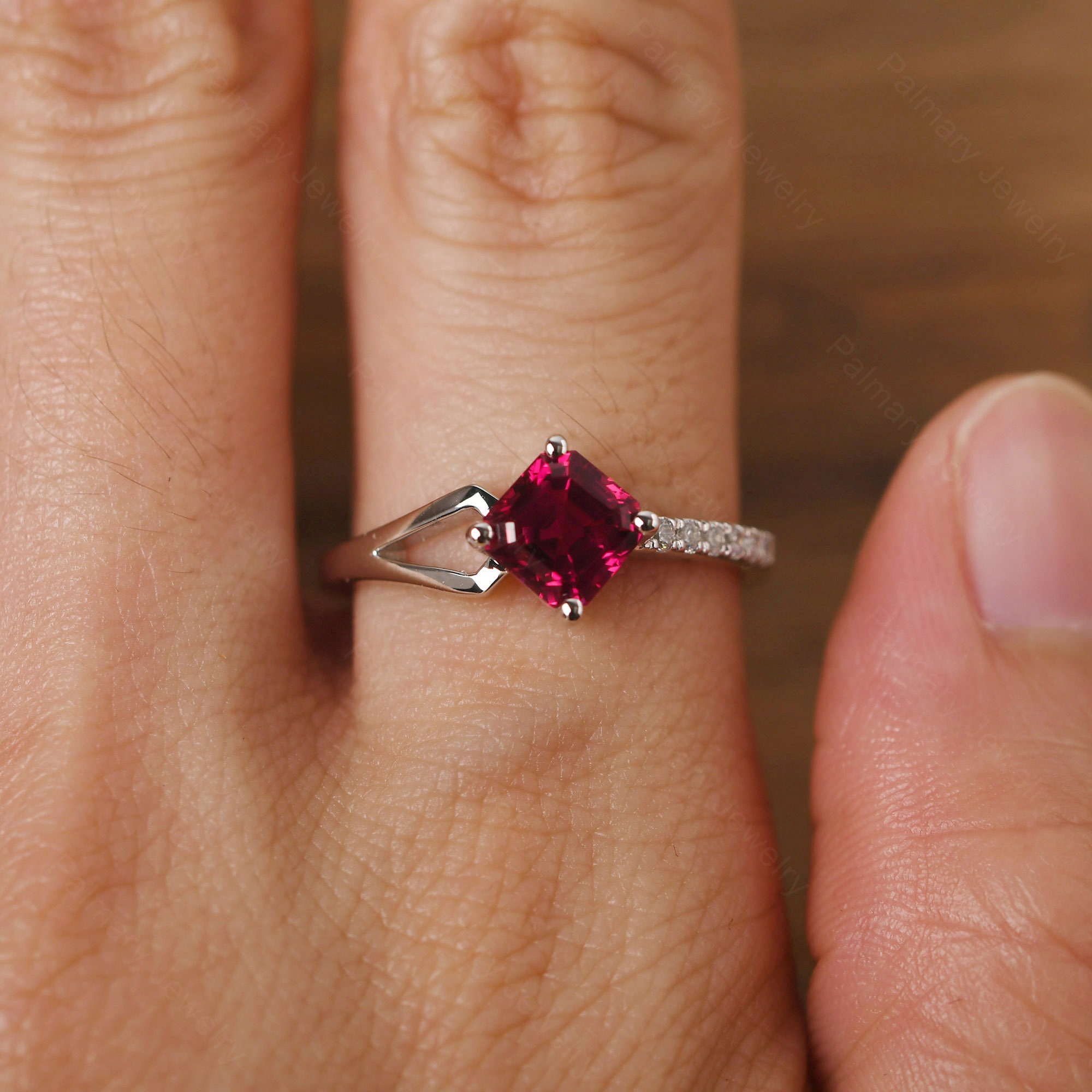 Delicate 1.50 Carat Ruby Engagement Ring Sterling Silver | Etsy